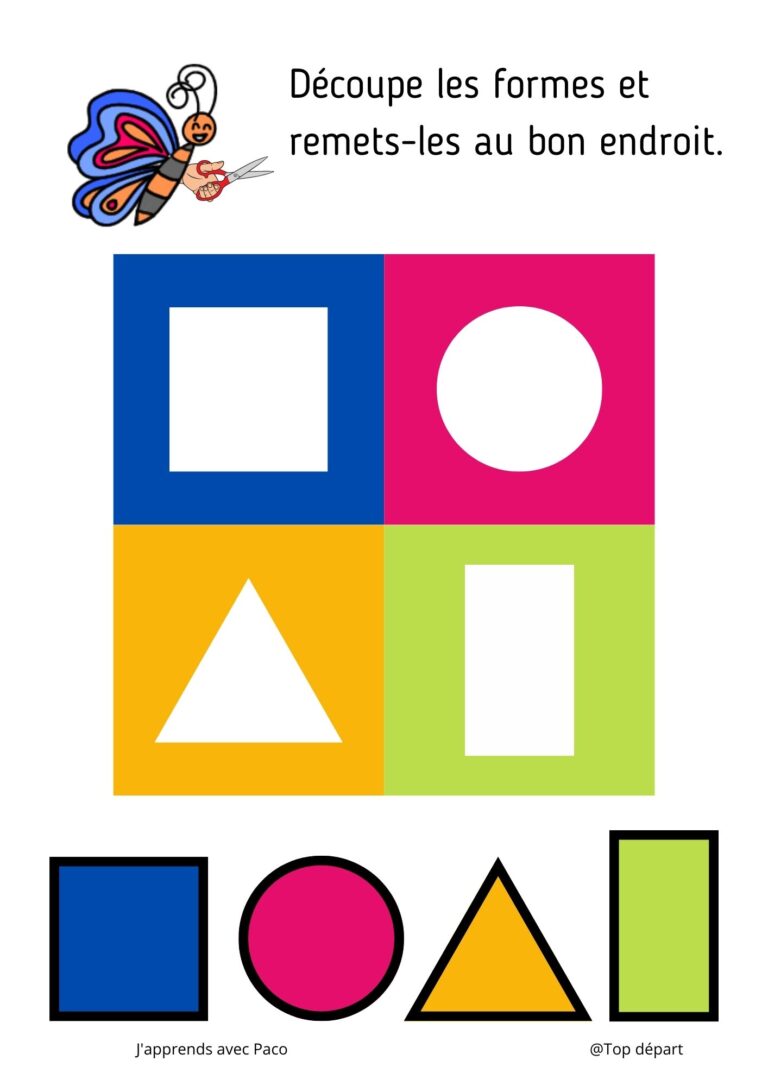 Découpage Maternelle - Fiches d'activité